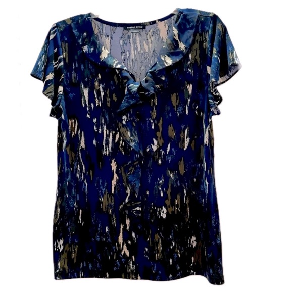 Russell Kemp | Tops | Russell Kemp Large Blue Figured Blouse With ...